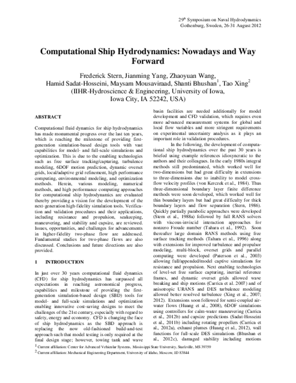 (PDF) Computational Ship Hydrodynamics: Nowadays and Way Forward