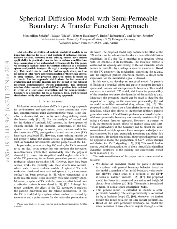 (PDF) Spherical Diffusion Model with Semi-Permeable Boundary: A ...