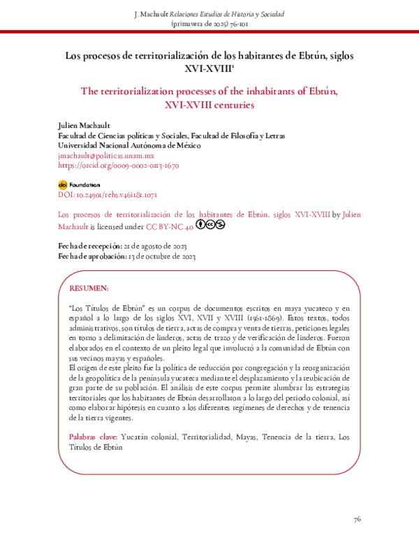 (PDF) Los procesos de territorialización de los habitantes de Ebtún ...