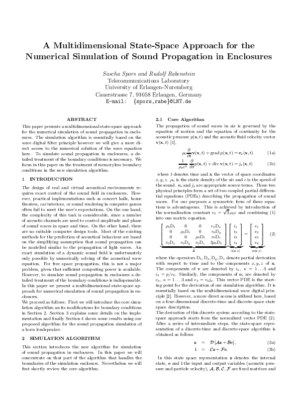 (PDF) A multidimensional state-space approach for the numerical ...