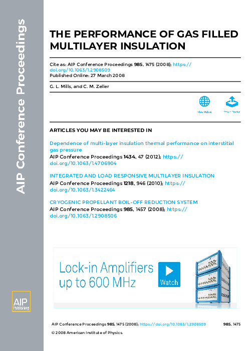 (PDF) The Performance of Gas Filled Multilayer Insulation