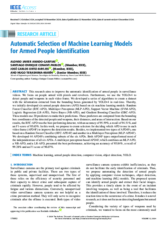 (PDF) Automatic Selection of Machine Learning Models for Armed People Identification
