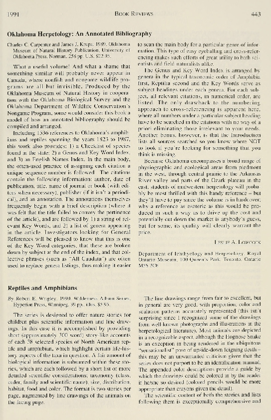 (PDF) Oklahoma Herpetology: An Annotated Bibliography, by Charles C ...