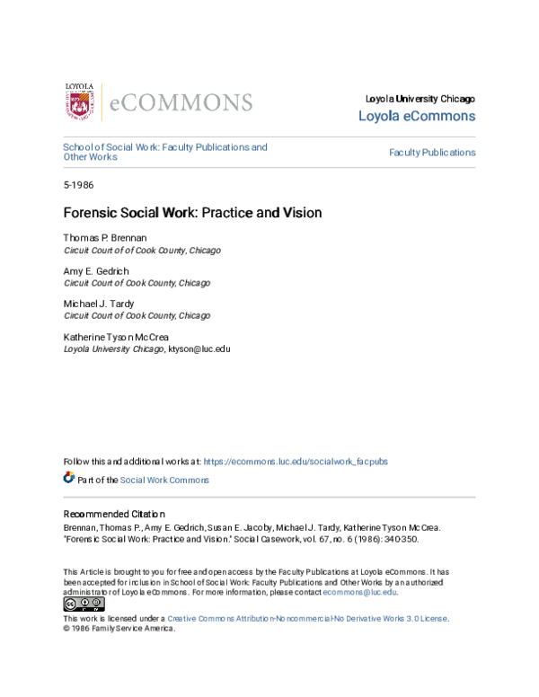 (PDF) Forensic Social Work: Practice and Vision