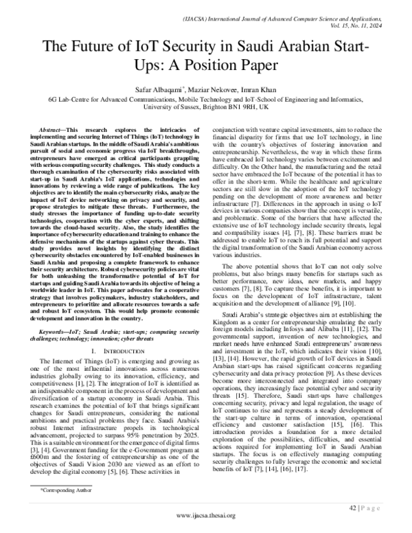 (PDF) The Future of IoT Security in Saudi Arabian Start-Ups: A Position ...