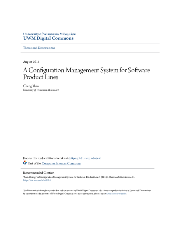 (PDF) A configuration management system for software product lines
