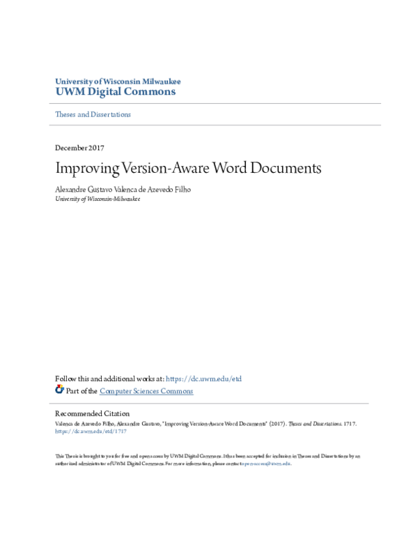 (PDF) Improving Version-Aware Word Documents