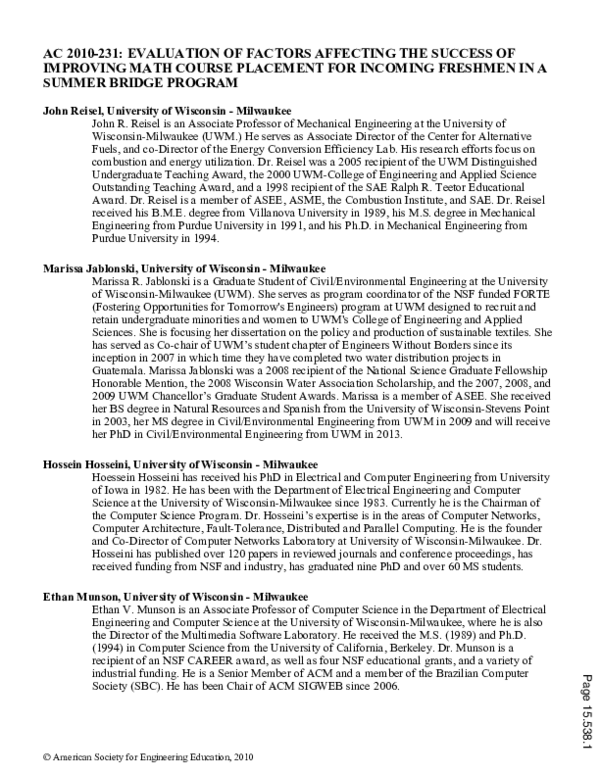 (PDF) Evaluation Of Factors Affecting The Success Of Improving Math Course Placement For ...