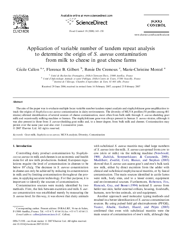 (PDF) Application of variable number of tandem repeat analysis to ...