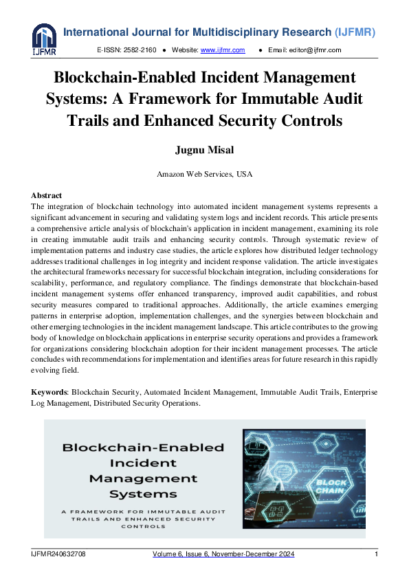 (PDF) Blockchain-Enabled Incident Management Systems: A Framework for ... (PDF) Blockchain-Enabled Incident Management Systems: A Framework for ...