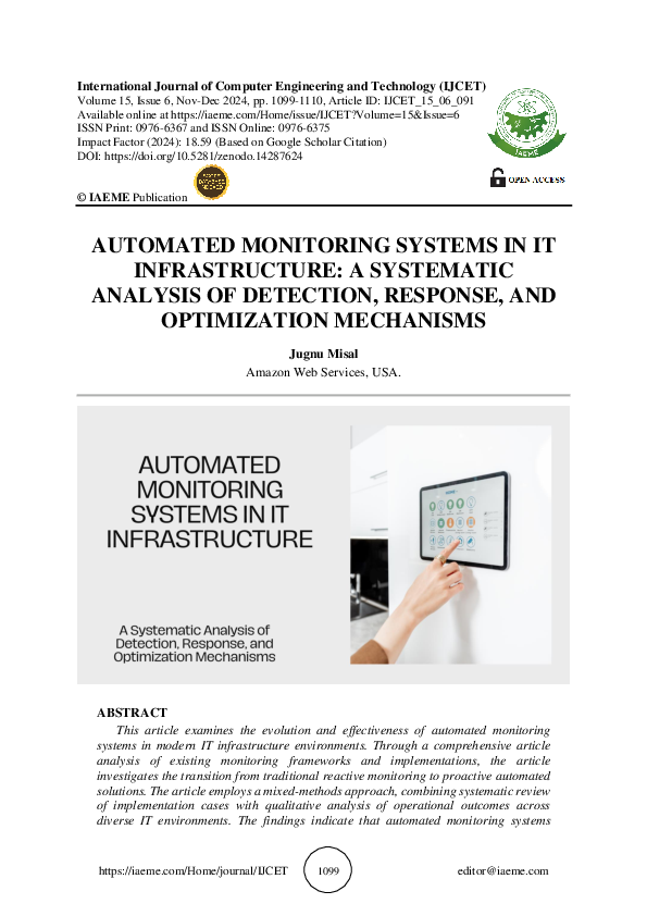 (PDF) AUTOMATED MONITORING SYSTEMS IN IT INFRASTRUCTURE: A SYSTEMATIC ANALYSIS OF DETECTION ...