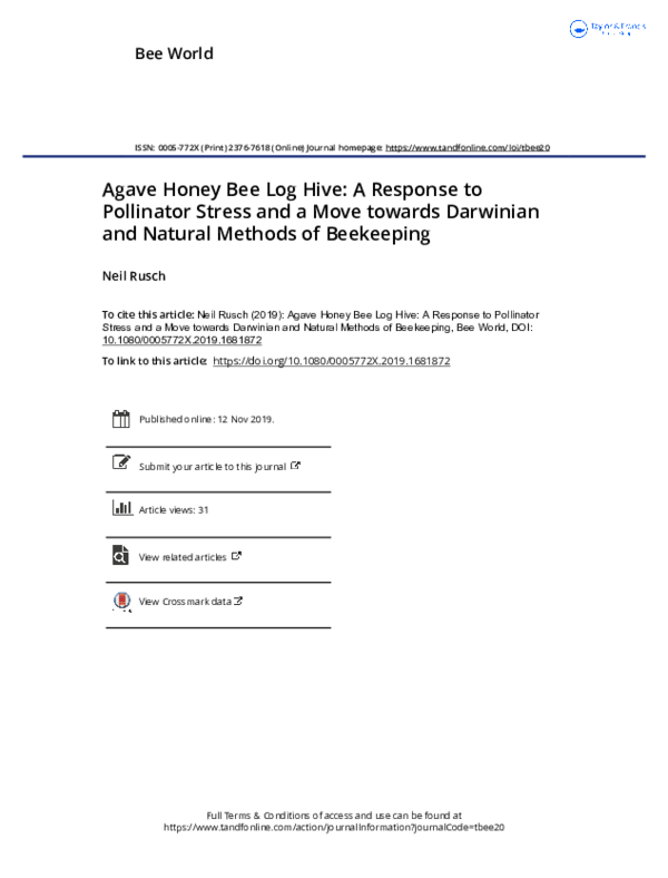 (PDF) Agave Honey Bee Log Hive: A Response to Pollinator Stress and a ...