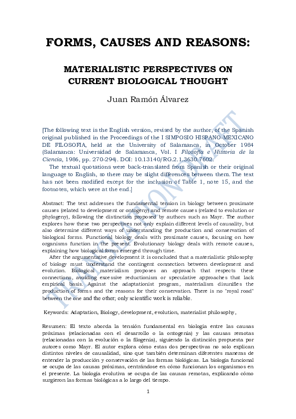 (PDF) FORMS, CAUSES AND REASONS: MATERIALISTIC PERSPECTIVES ON CURRENT ...