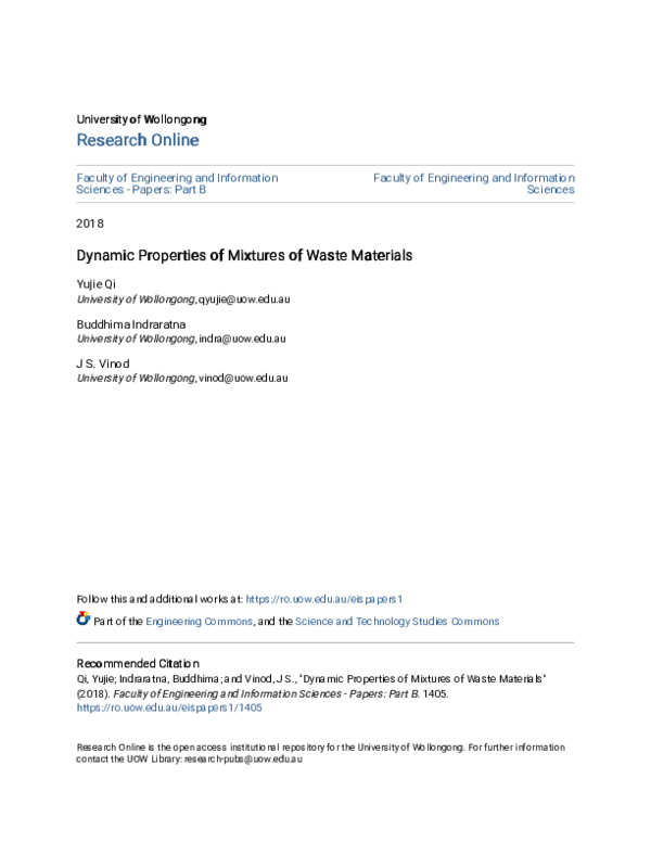 (PDF) Dynamic Properties of Mixtures of Waste Materials