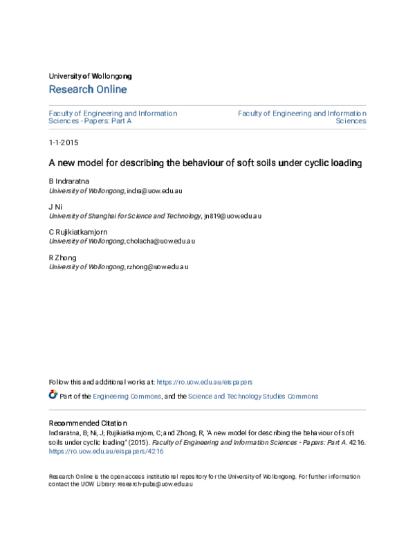(PDF) A new model for describing the behaviour of soft soils under ...