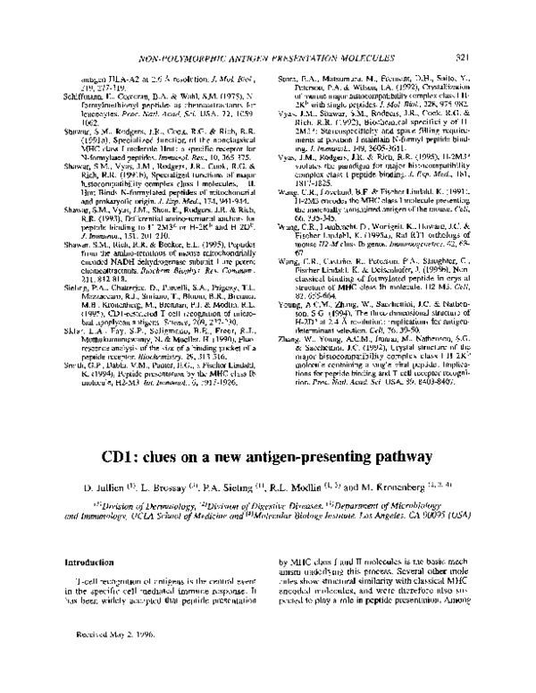(PDF) CD1: Clues on a new antigen-presenting pathway