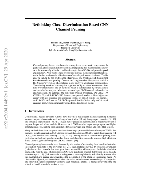 (PDF) Rethinking Class-Discrimination Based CNN Channel Pruning