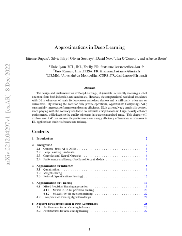 (PDF) Approximations in Deep Learning