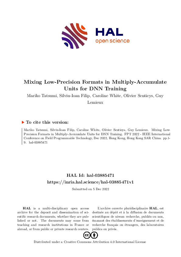 (PDF) Mixing Low-Precision Formats in Multiply-Accumulate Units for DNN ...