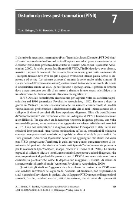 (PDF) Disturbo da stress post-traumatico (PTSD)