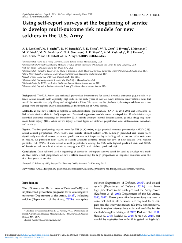 (PDF) Using self-report surveys at the beginning of service to develop ...