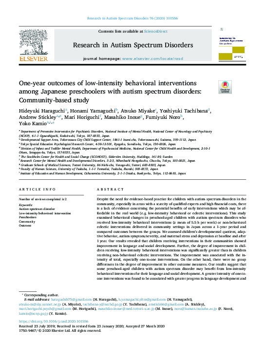 (PDF) One-year outcomes of low-intensity behavioral interventions among ...