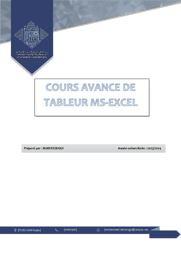 (PDF) Cours Excel
