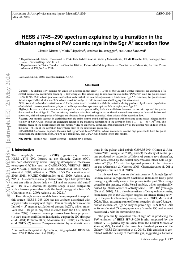 (PDF) HESS J1745$-$290 spectrum explained by a transition in the ...