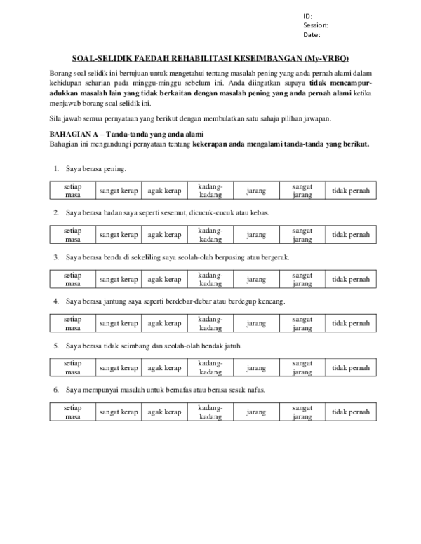 (PDF) Soal-Selidik Faedah Rehabilitasi Keseimbangan (My-VRBQ)