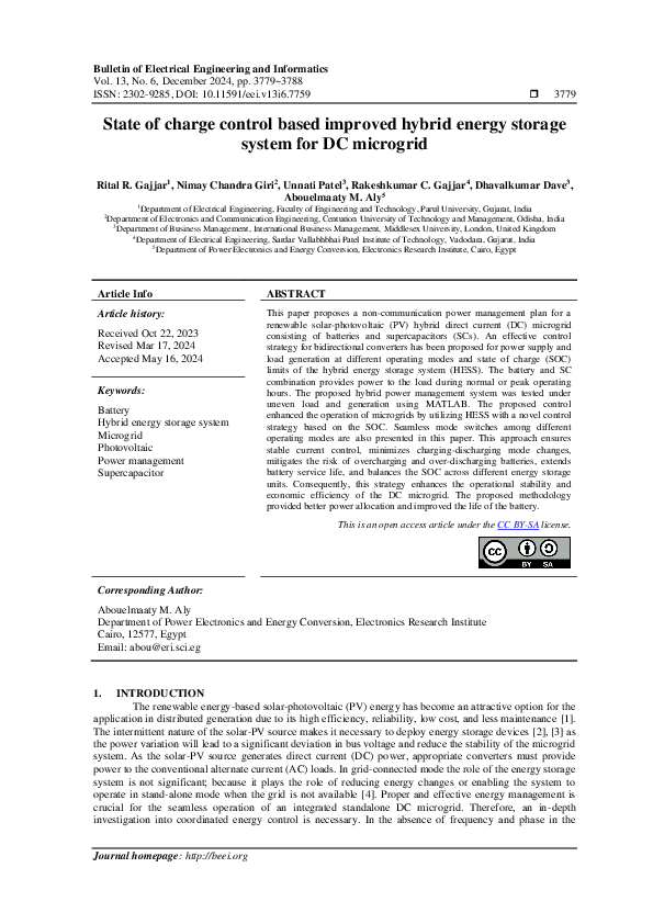 (PDF) State of charge control based improved hybrid energy storage system for DC microgrid