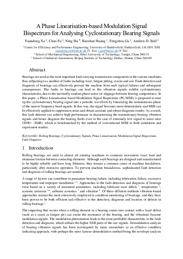 Pdf A Phase Linearisation Based Modulation Signal Bispectrum For Analysing Cyclostationary