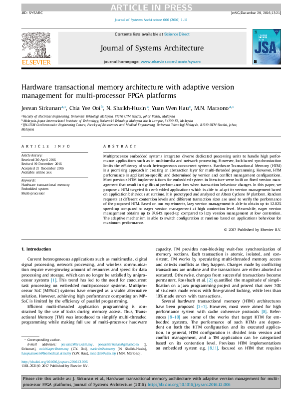 (PDF) Hardware transactional memory architecture with adaptive version ...
