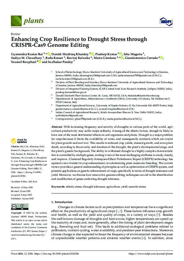 (PDF) Enhancing Crop Resilience to Drought Stress through CRISPR-Cas9 Genome Editing