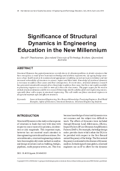 (PDF) Significance of Structural Dynamics in Engineering Education in the New Millennium