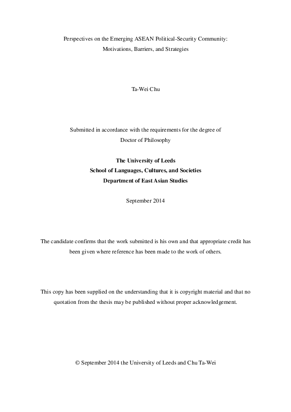 (PDF) Perspectives on the emerging ASEAN political-security community ...