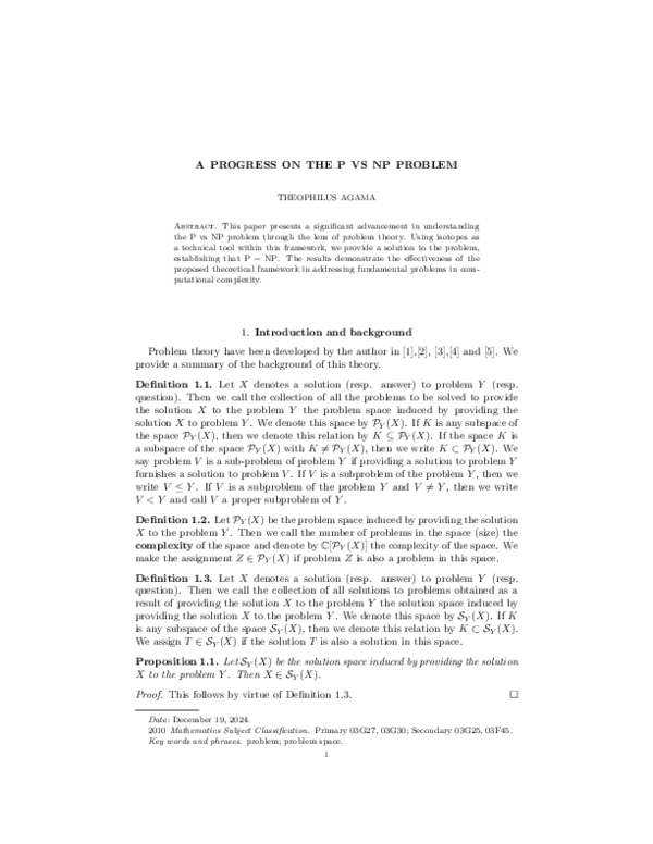(PDF) A PROGRESS ON THE P VS NP PROBLEM