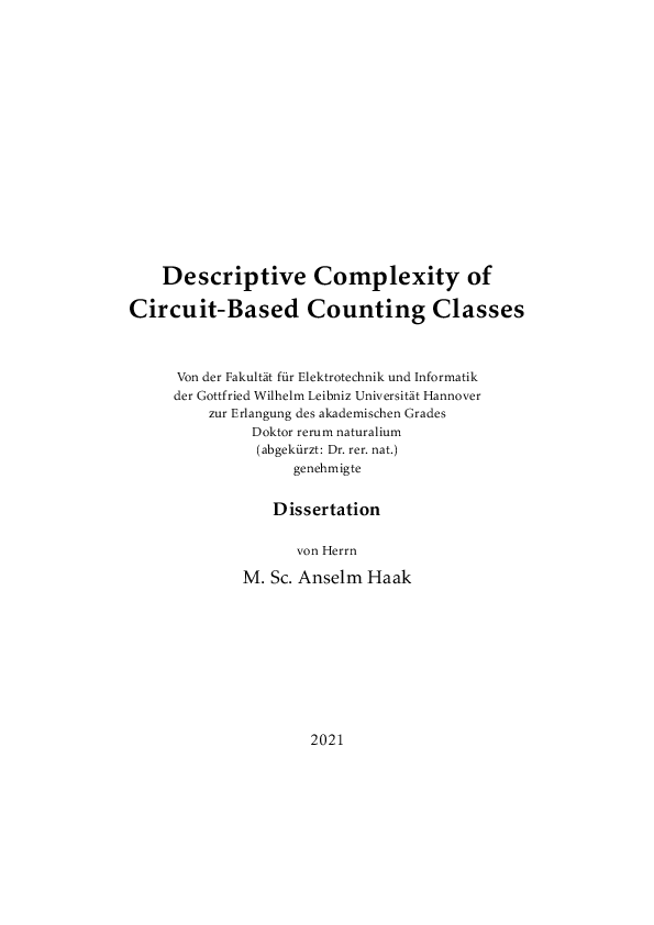 (PDF) Descriptive complexity of circuit-based counting classes
