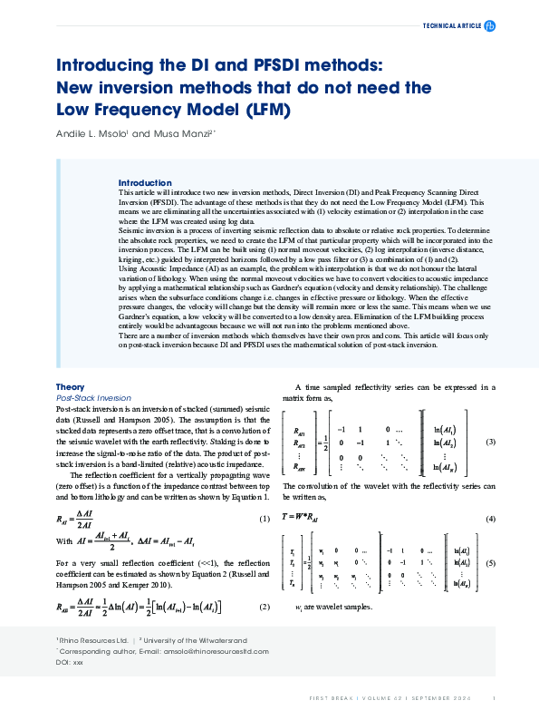 (PDF) Introducing the DI and PFSDI methods: New inversion methods that ...