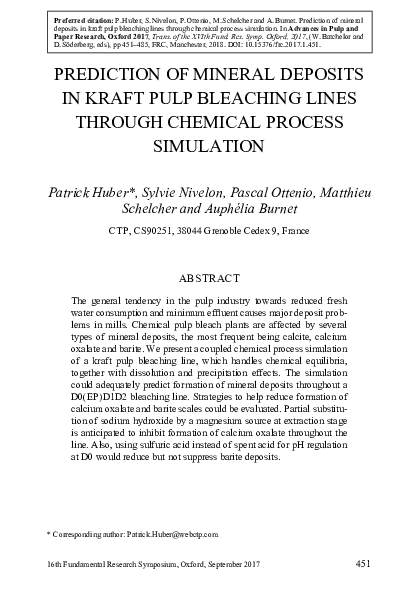 (PDF) Prediction of Mineral Deposits in Kraft Pulp Bleaching Lines ...