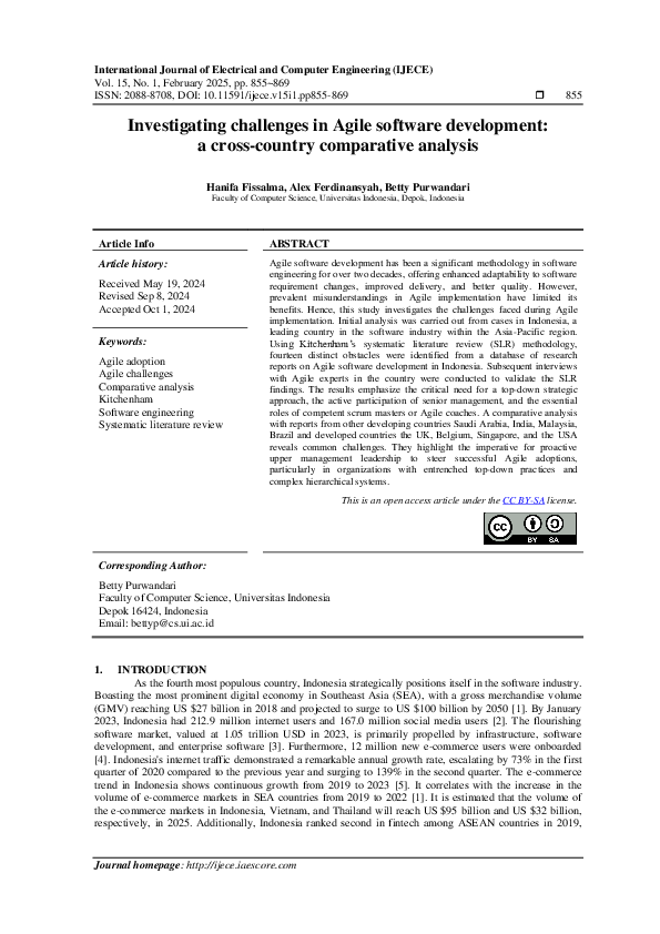 (PDF) Investigating challenges in Agile software development: a cross-country comparative analysis