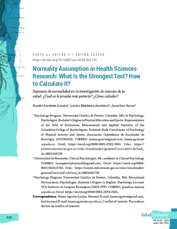 (PDF) Normality assumption in Health Sciences