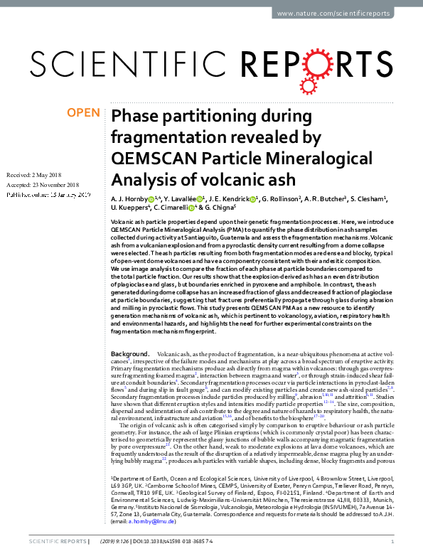 (PDF) Volcanic ash generation mechanisms: Fingerprints in phase ...