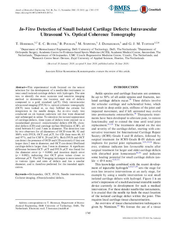 (PDF) In-Vitro Detection of Small Isolated Cartilage Defects ...
