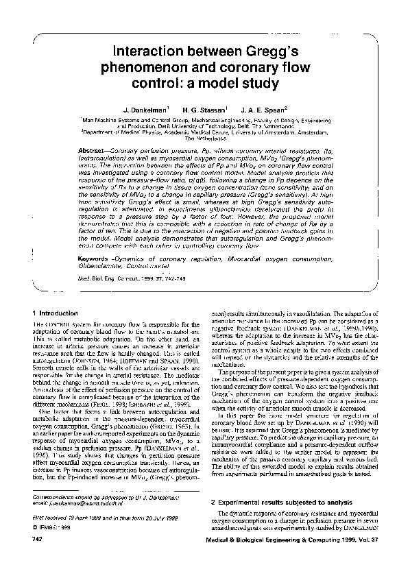 (PDF) Interaction between Gregg's phenomenon and coronary flow control ...