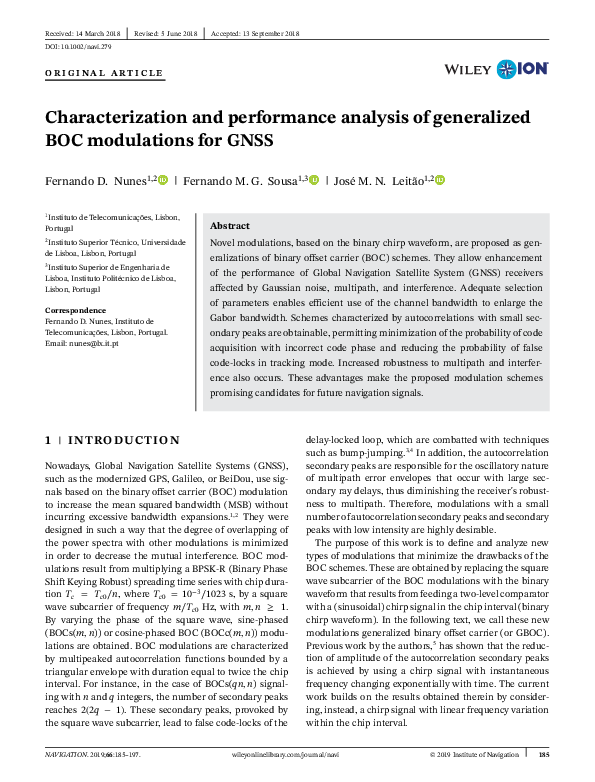 (PDF) Characterization and performance analysis of generalized BOC ...
