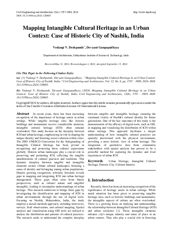 (PDF) Mapping Intangible Cultural Heritage in an Urban Context: Case of ...