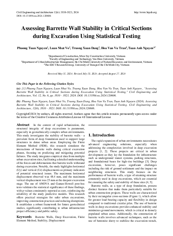 (PDF) Assessing Barrette Wall Stability in Critical Sections during ...