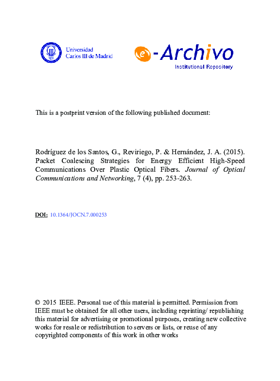 (PDF) Packet Coalescing Strategies for Energy Efficient High-Speed ...