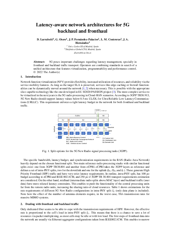 (PDF) Latency-aware network architectures for 5G backhaul and fronthaul