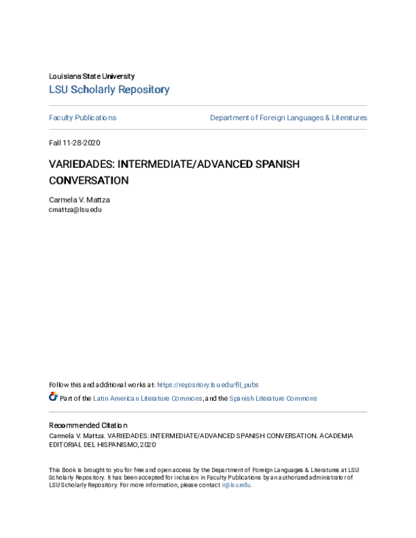 (PDF) Variedades: Intermediate/Advanced Spanish Conversation